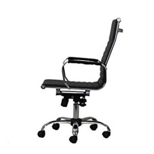 Winport Furniture Elegance High-Back Leather Swivel Office & Home Desk/Task Chair, Black