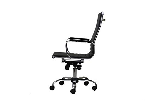 Winport Furniture Elegance High-Back Leather Swivel Office & Home Desk/Task Chair, Black