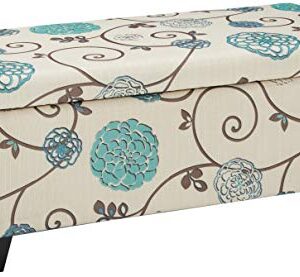 Christopher Knight Home Breanna Fabric Storage Ottoman, White And Blue Floral