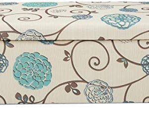 Christopher Knight Home Breanna Fabric Storage Ottoman, White And Blue Floral