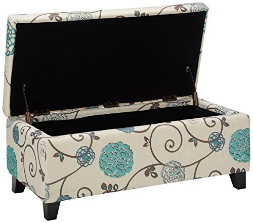 Christopher Knight Home Breanna Fabric Storage Ottoman, White And Blue Floral