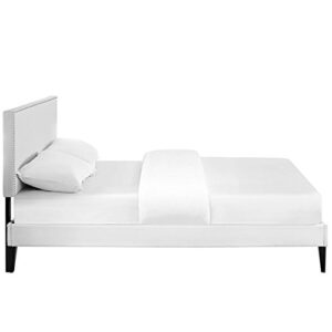 Modway Phoebe Queen Vinyl Platform Bed with Squared Tapered Legs in White