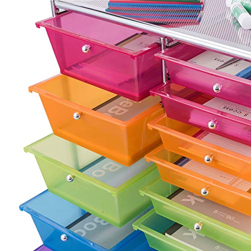 Giantex 15 Drawer Rolling Storage Cart Tools Scrapbook Paper Office School Organizer, Multicolor