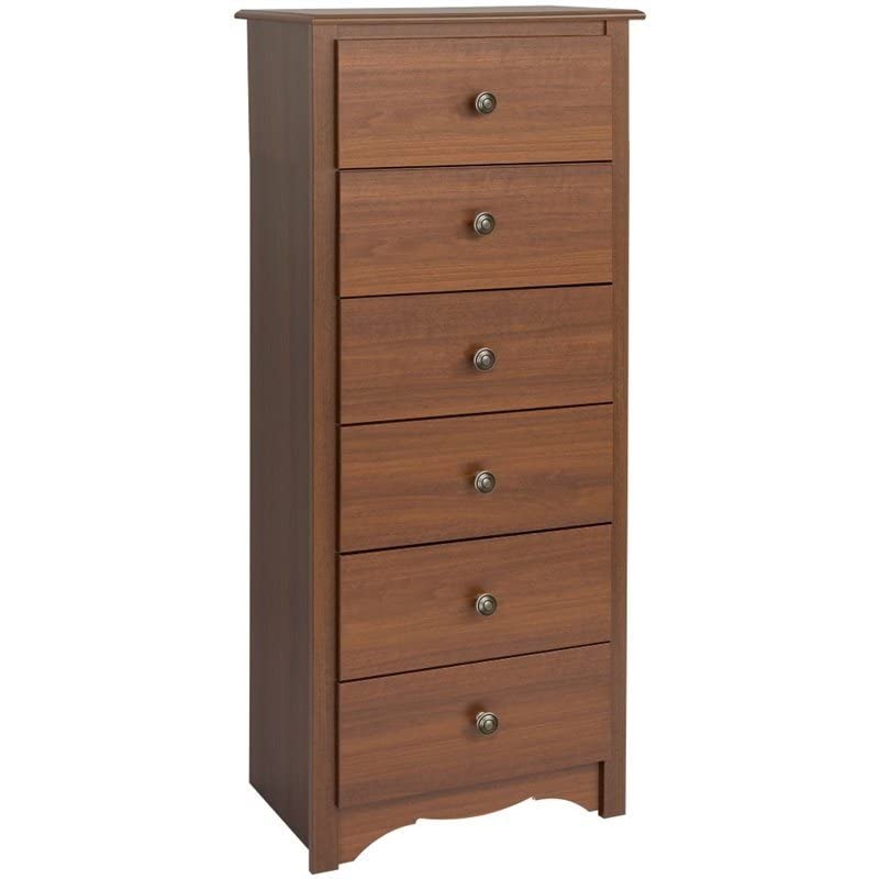 BOWERY HILL 53" Tall 6 Drawer Lingerie Chest/Storage Chest with Wood Knobs in Cherry