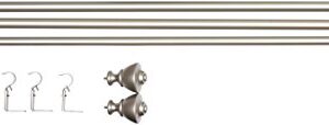 Amazon Basics 1-Inch Wall Curtain Rod with Urn Finials, 72" to 144", Nickel