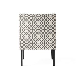 Christopher Knight Home Kassi Fabric Accent Chair, Grey Geometric Patterned