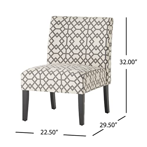 Christopher Knight Home Kassi Fabric Accent Chair, Grey Geometric Patterned