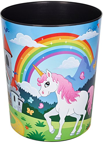 Runner trash, 13 litre trash can, perfect for the nursery, round, sturdy plastic Unicorn Unicorn