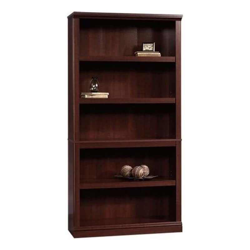 BOWERY HILL 5 Shelf Modern Style Wood Bookcase in Select Cherry