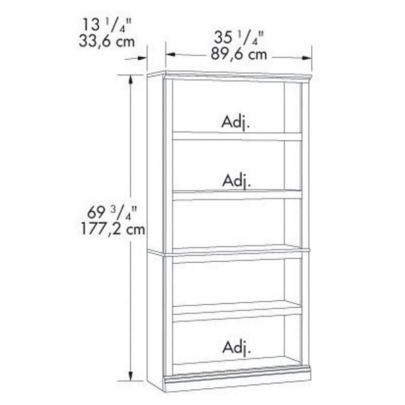 BOWERY HILL 5 Shelf Modern Style Wood Bookcase in Select Cherry