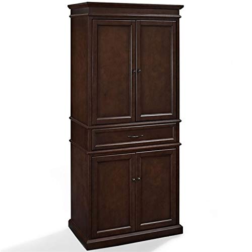 BOWERY HILL Kitchen Pantry Solid Wood Storage Cabinet in Mahagony