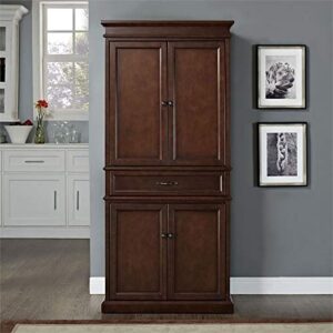 BOWERY HILL Kitchen Pantry Solid Wood Storage Cabinet in Mahagony