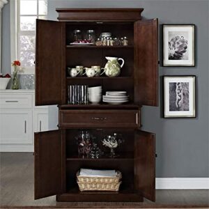 BOWERY HILL Kitchen Pantry Solid Wood Storage Cabinet in Mahagony