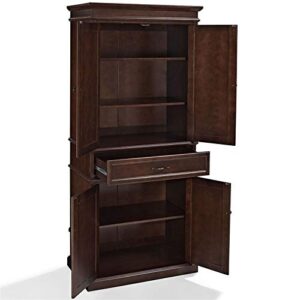 BOWERY HILL Kitchen Pantry Solid Wood Storage Cabinet in Mahagony