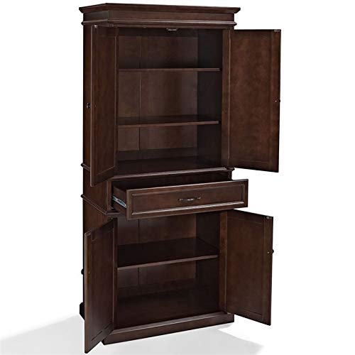 BOWERY HILL Kitchen Pantry Solid Wood Storage Cabinet in Mahagony