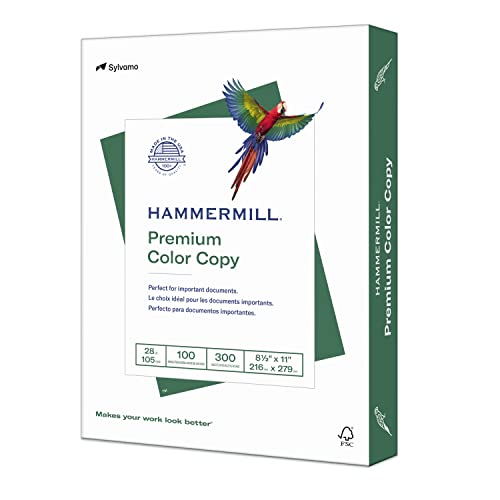 Hammermill Printer Paper, Premium Color 28 lb Copy Paper, 8.5 x 11 - 1 Pack (300 Sheets) - 100 Bright, Made in the USA, 102700R