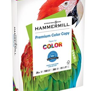 Hammermill Printer Paper, Premium Color 28 lb Copy Paper, 8.5 x 11 - 1 Pack (300 Sheets) - 100 Bright, Made in the USA, 102700R