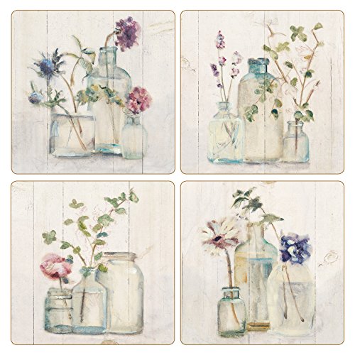 CoasterStone "Blossoms On Birch" Absorbent Coasters (Set of 4), 4-1/4", Multicolor