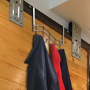 Over the Door Rack with Hooks | 5 Hangers for Towels Coats Clothes Robes Ties Hats | Bathroom Closet Extra Long Heavy Duty Chrome Space Saver Mudroom Organizer by Kyle Matthews Designs