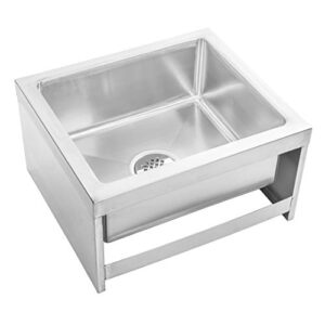 DuraSteel Stainless Steel Floor Mount Mop Sink/Basin with Sink Drainage/Strainer - NSF Certified - 19" W x 22" L x 12" H (Commercial kitchen, Restaurant, Business, Garages, Basements)