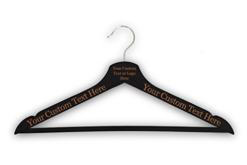 Customized Custom 3D Laser Engraved Personalized Wooden Clothes Hanger Organization Closet Tools (Black)