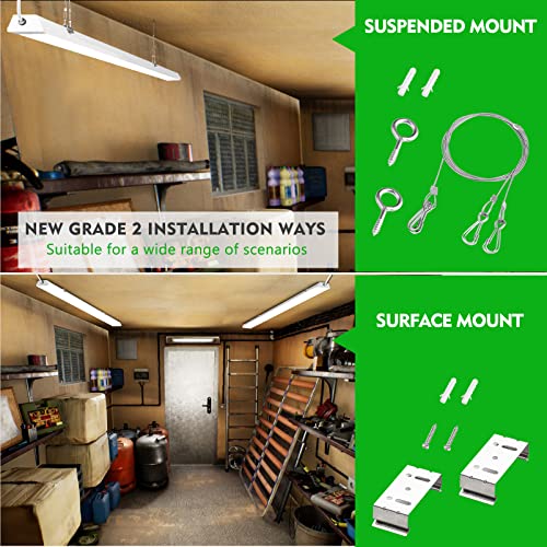 bulbeats Compact LED Shop Light 4FT, 50W Surface/Suspension Mount 4FT Lights Fixture, 7000Lm 5000K T8 Integrated LED Tube Light with 5' Power Cord Ideal for Garage Basement Workshop-4Pack