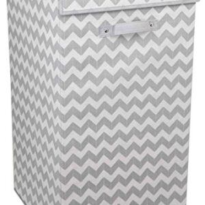 Home Basics Chevron Laundry Hamper with Handle, Grey