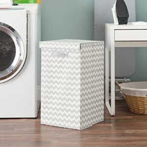 Home Basics Chevron Laundry Hamper with Handle, Grey