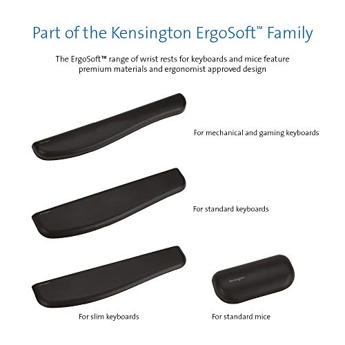 Kensington ErgoSoft Wrist Rest for Standard Mouse, Black (K52802WW), 2.9 x 0.7 x 6 inches