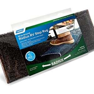 Camco 42949 RV Step Rug ( Premium Radius Wrap Around Step Rug, Turf Material (22" Wide) - Brown)