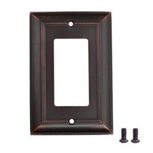 amazon basics single gang light switch outlet wall plate, oil rubbed bronze, 3-pack