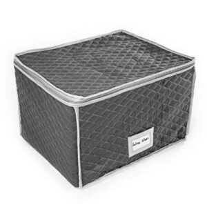 Stemware Storage Case - Quilted Fabric Container in Gray Measuring 16" x 13" x 10"H - Inside compartment is 4" x 4" - Perfect Storage Case for White and Red Wine Beer Mugs