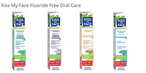 Kiss My Face Gel Teeth Whitening Fluoride Free Toothpaste (Pack of 3), Tea Tree, 13.5 Ounce (2434503EAF)