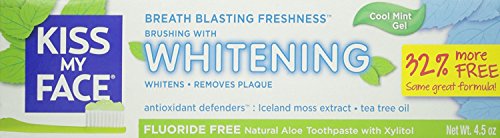 Kiss My Face Gel Teeth Whitening Fluoride Free Toothpaste (Pack of 3), Tea Tree, 13.5 Ounce (2434503EAF)