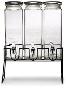 circleware triple xl tall yorkshire beverage drink dispensers lids and black metal stand, 2.3 l, clear