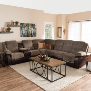 baxton studio robinson reclining sectional in taupe