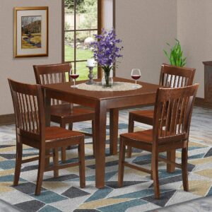 EAST WEST FURNITURE 5 PC Kitchen Table set with a Table and 4 Dining Chairs in Mahogany.