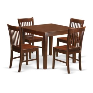 EAST WEST FURNITURE 5 PC Kitchen Table set with a Table and 4 Dining Chairs in Mahogany.