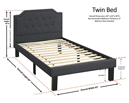 Poundex PDEX-F9347T Bed, Twin, Black