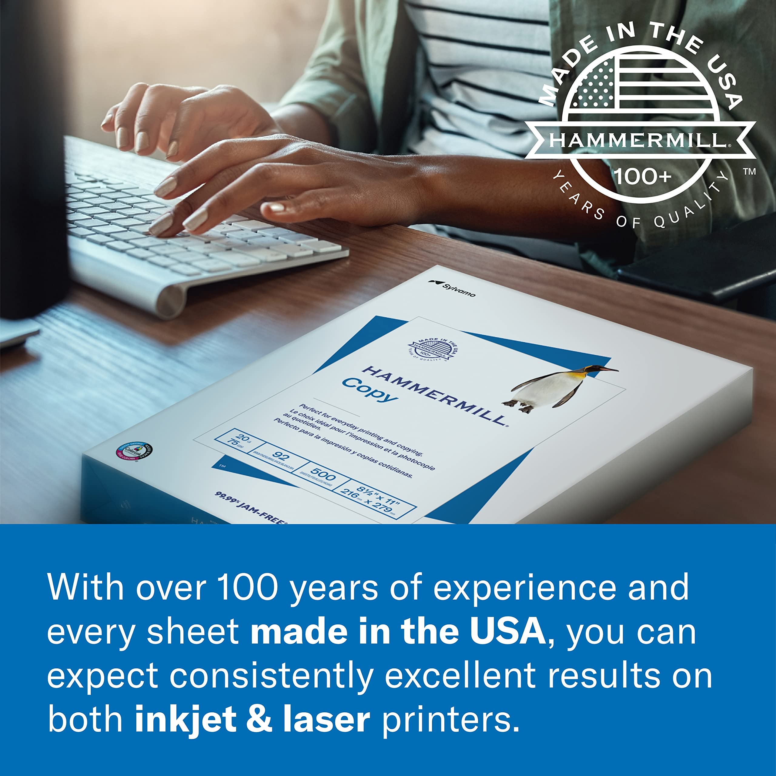 Hammermill Printer Paper, Premium Laser Print 24 lb, 8.5 x 11-5 Ream (2,500 Sheets) - 98 Bright, Made in the USA, 104640C