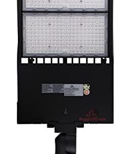 RuggedGrade 300 Watt LED NextGen III Shoebox Light - 42,000 Lumen - 5000K Bright White - Slip Fit - with Photocell - Black Housing