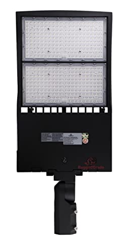 RuggedGrade 300 Watt LED NextGen III Shoebox Light - 42,000 Lumen - 5000K Bright White - Slip Fit - with Photocell - Black Housing