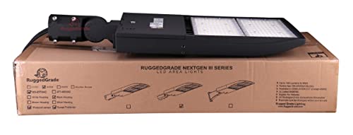 RuggedGrade 300 Watt LED NextGen III Shoebox Light - 42,000 Lumen - 5000K Bright White - Slip Fit - with Photocell - Black Housing