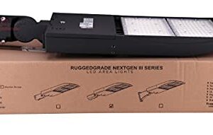 RuggedGrade 300 Watt LED NextGen III Shoebox Light - 42,000 Lumen - 5000K Bright White - Slip Fit - with Photocell - Black Housing