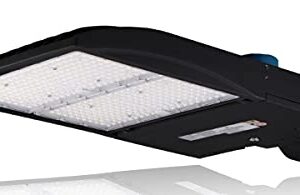 RuggedGrade 300 Watt LED NextGen III Shoebox Light - 42,000 Lumen - 5000K Bright White - Slip Fit - with Photocell - Black Housing