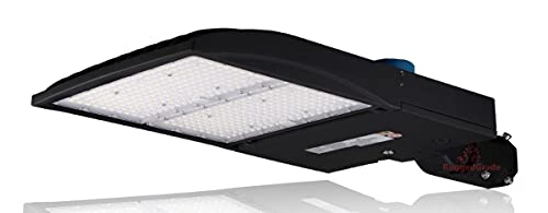 RuggedGrade 300 Watt LED NextGen III Shoebox Light - 42,000 Lumen - 5000K Bright White - Slip Fit - with Photocell - Black Housing