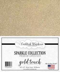 mirrisparkle gold touch glitter cardstock paper from cardstock warehouse 8.5 x 11 inch- 16 pt/280gsm - 10 sheets