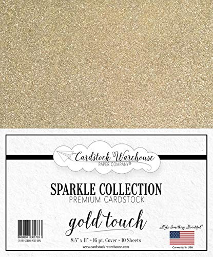 MirriSparkle Gold Touch Glitter Cardstock Paper from Cardstock Warehouse 8.5 x 11 inch- 16 PT/280gsm - 10 Sheets