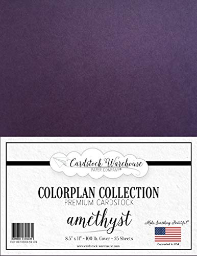 Colorplan Amethyst Purple Cardstock Paper - 8.5 X 11 Inch Premium Matte 100 Lb. Heavyweight - 25 Sheets from Cardstock Warehouse