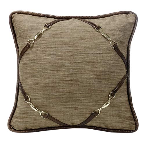 Paseo Road by HiEnd Accents | Highland Lodge Buckle Cornered Decorative Throw Pillow, 18x18 inch, Rustic Cabin Lodge Western Luxury Bedding